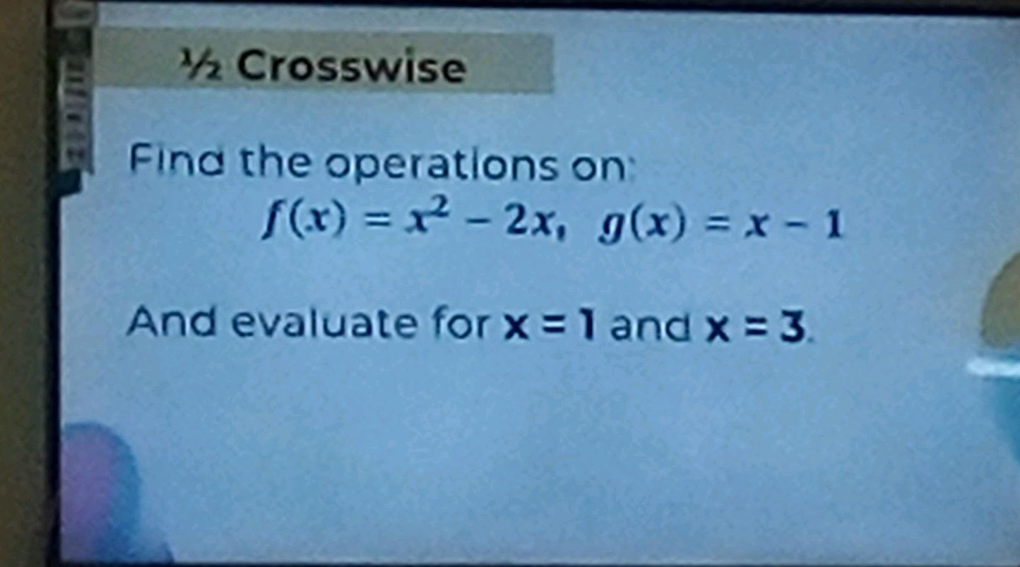Find the operations on $f(x) = x^2 - 2x, | StudyX