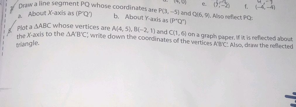 7. Draw a line segment PQ whose coordinates | StudyX
