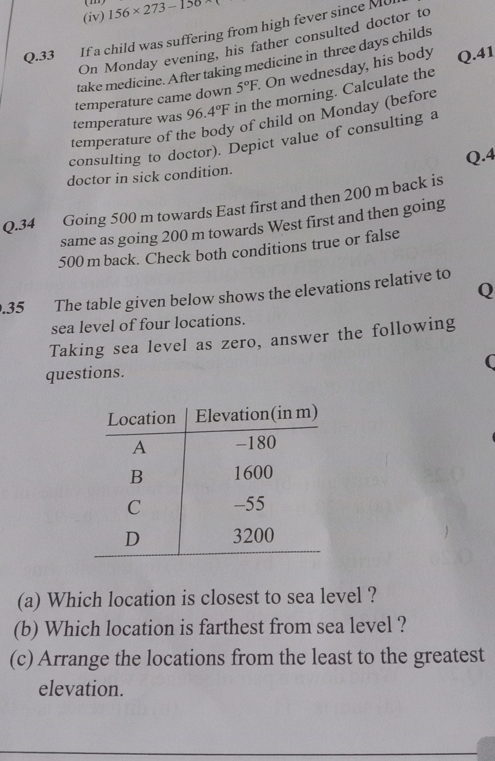 The table given below shows the elevations | StudyX