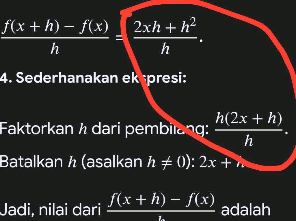4. Sederhanakan ekspresi: $ {f(x + h) - | StudyX