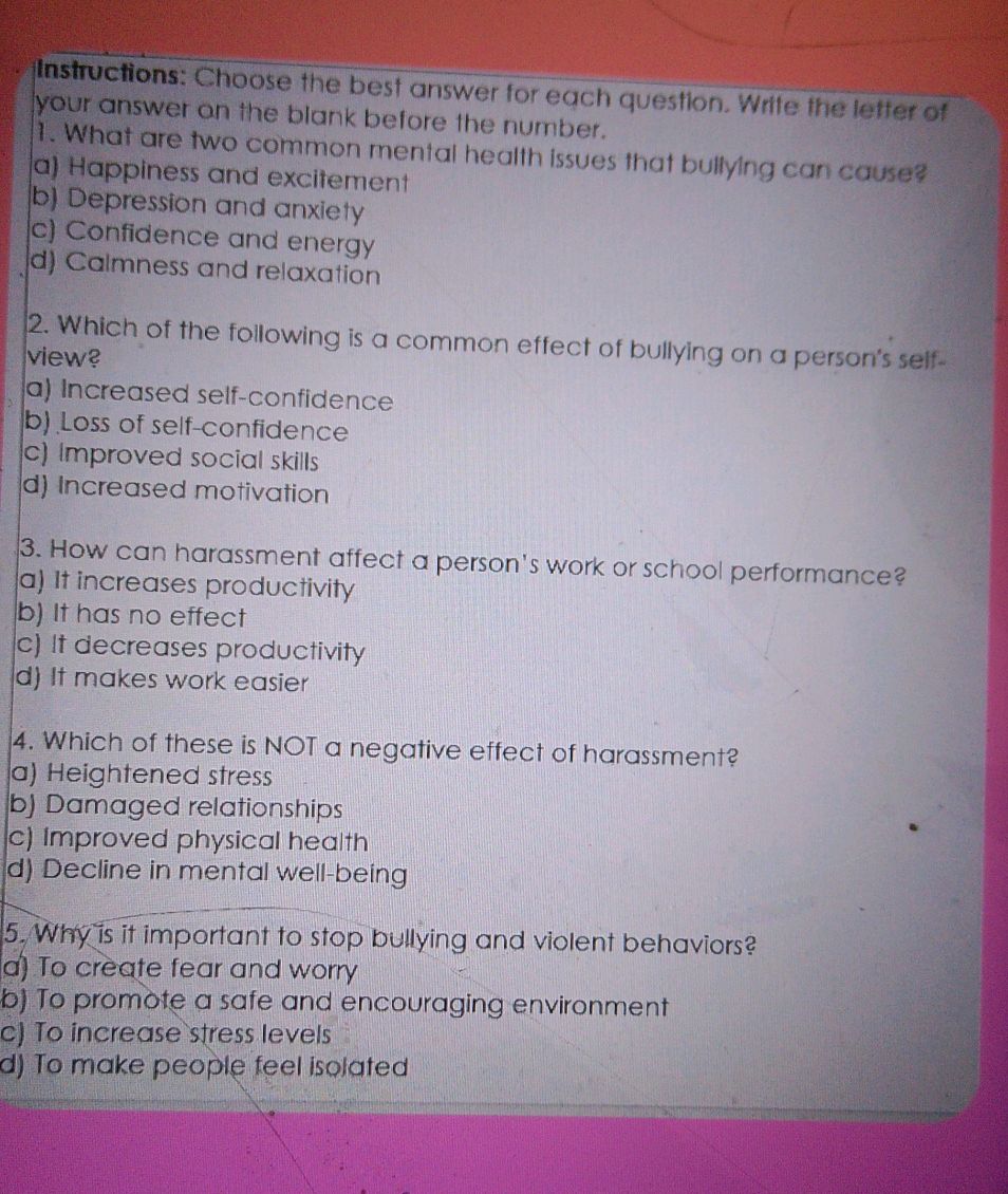 Instructions: Choose the best answer for | StudyX