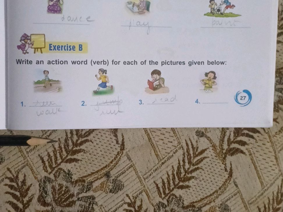 Exercise B Write an action word (verb) for | StudyX