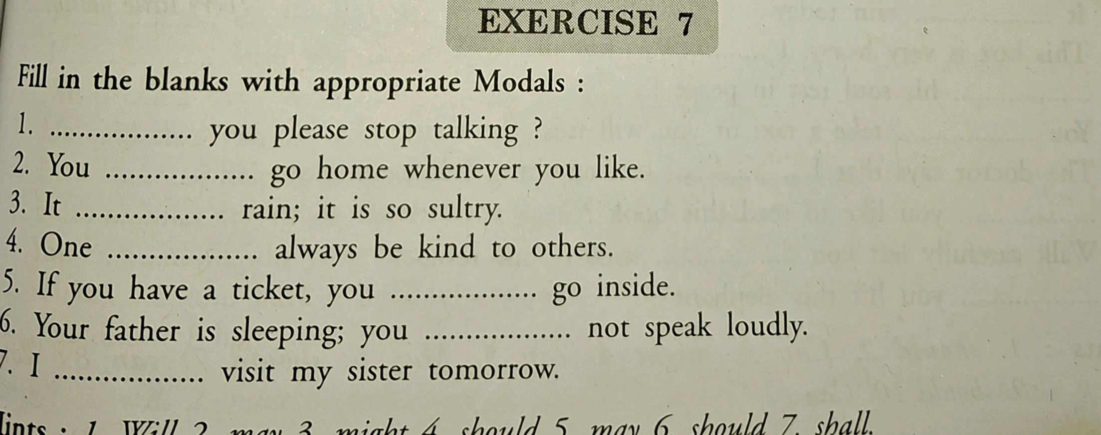 Fill in the blanks with appropriate Modals : | StudyX