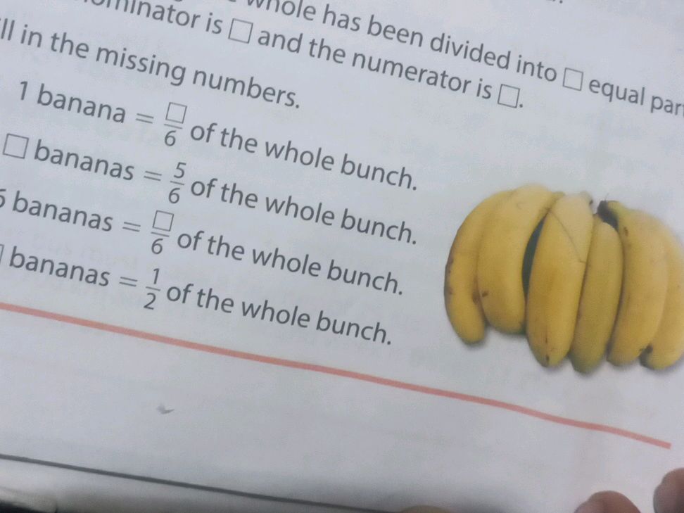 Fill in the missing numbers. 1 banana