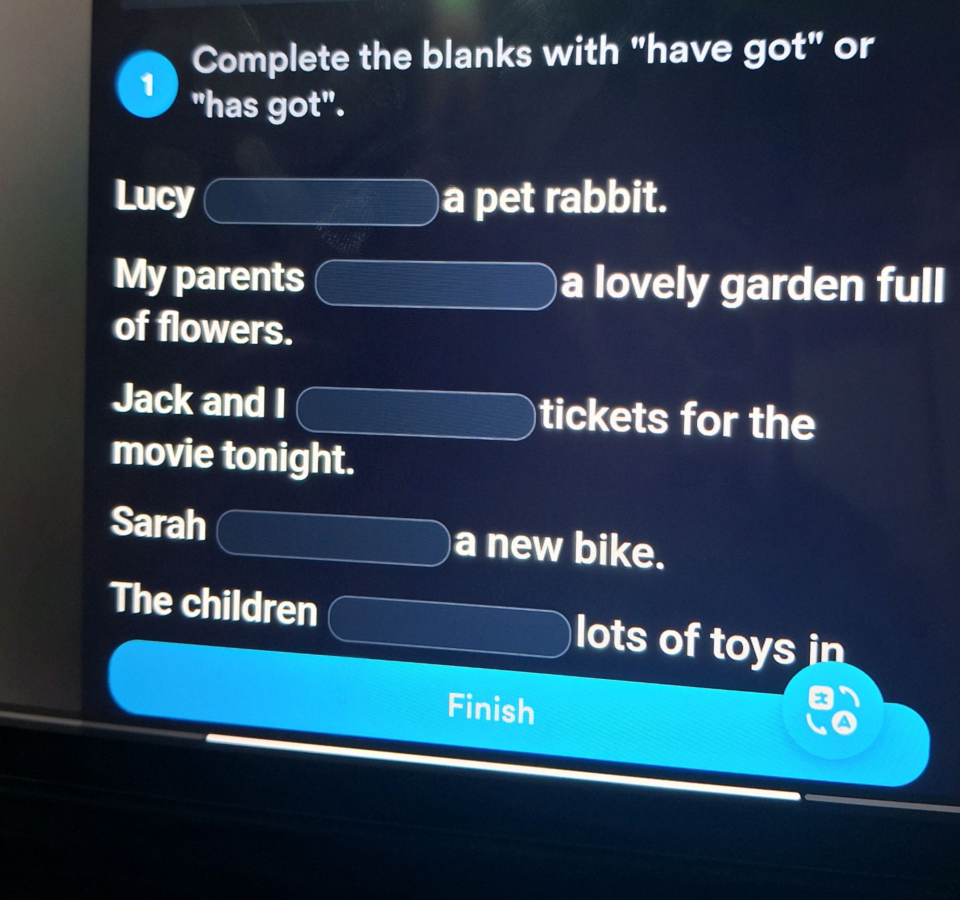 Complete the blanks with "have got" or "has | StudyX