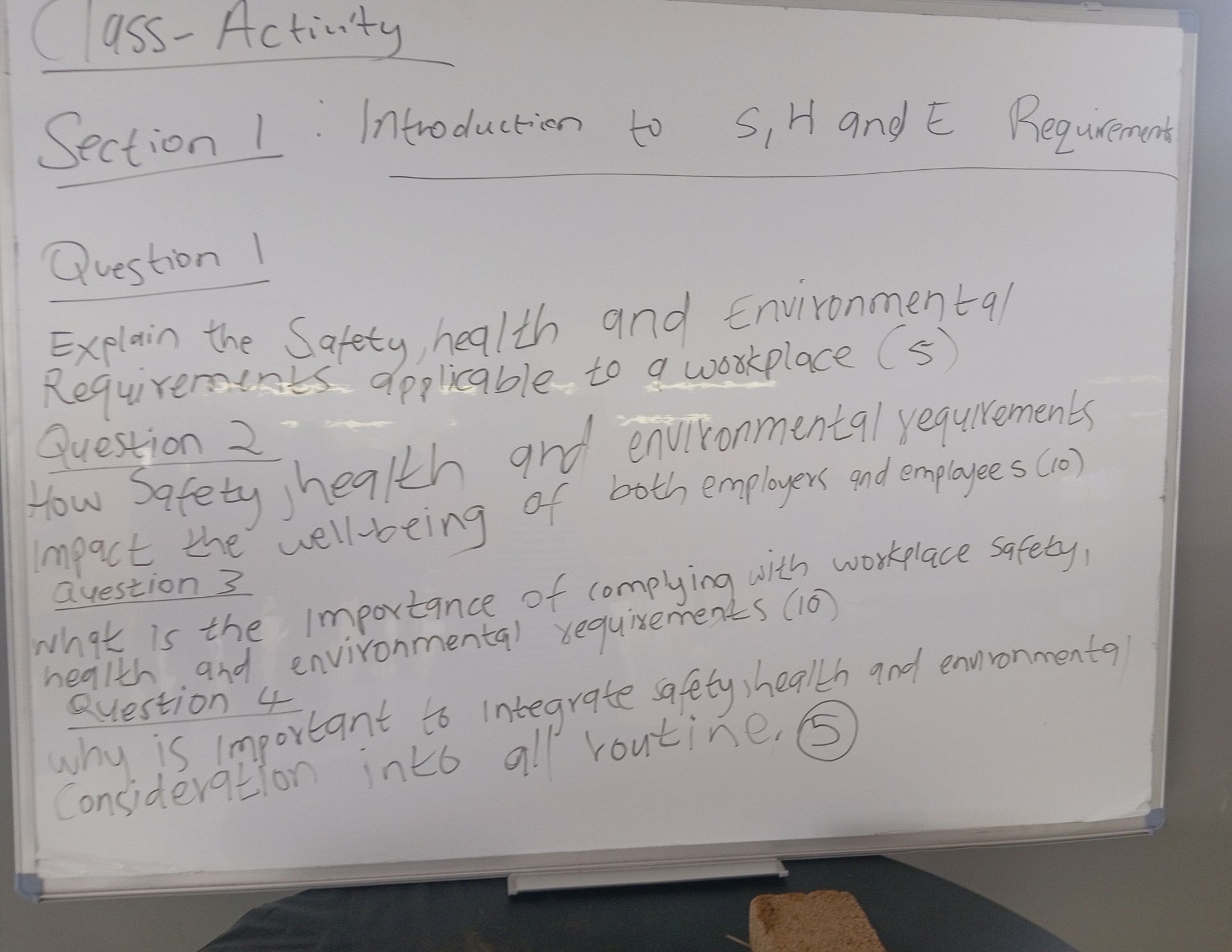 Question 1 Explain the Safety, health and | StudyX