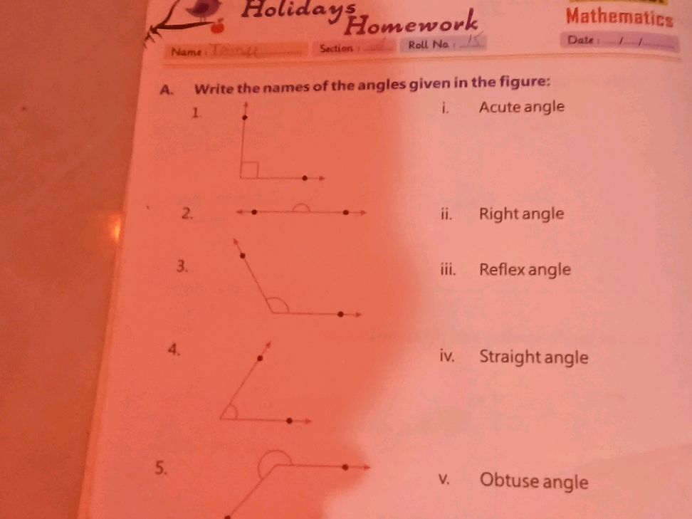 A. Write the names of the angles given in | StudyX