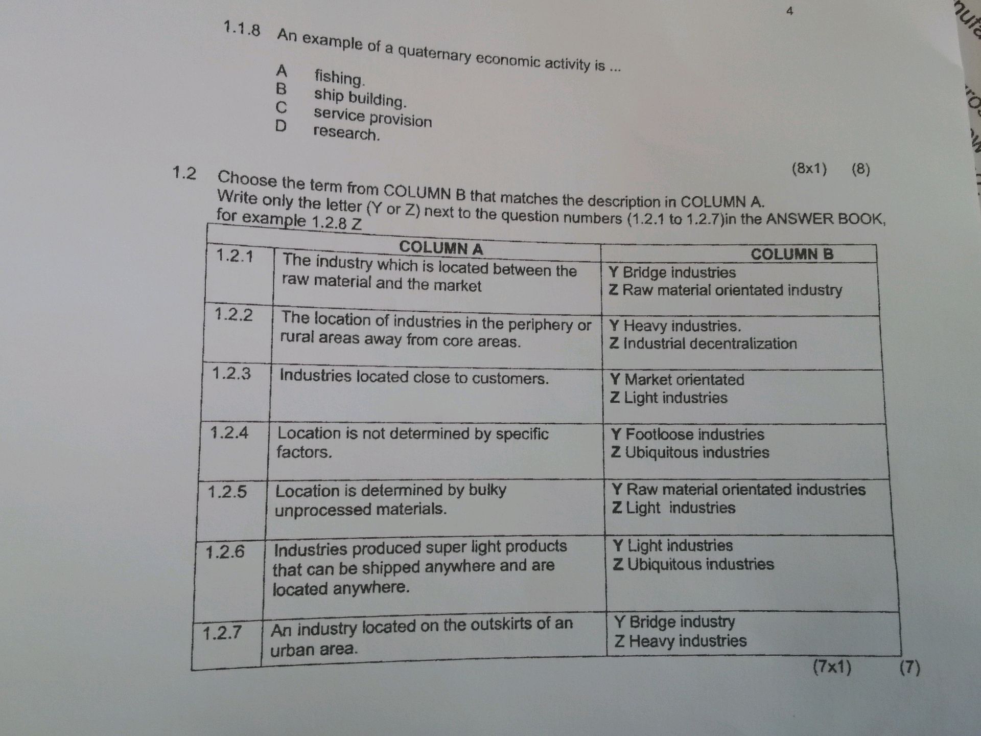 1.1.8 An example of a quaternary economic | StudyX