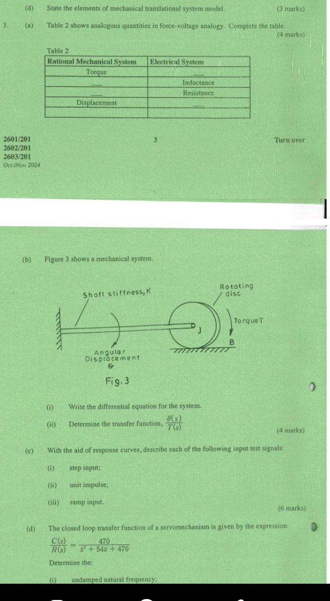 3. (a) Table 2 shows analogous quantities in | StudyX