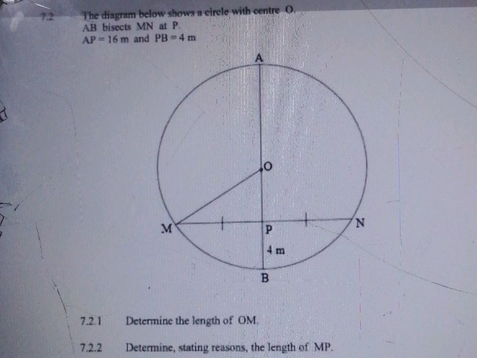 The diagram below shows a circle with centre | StudyX