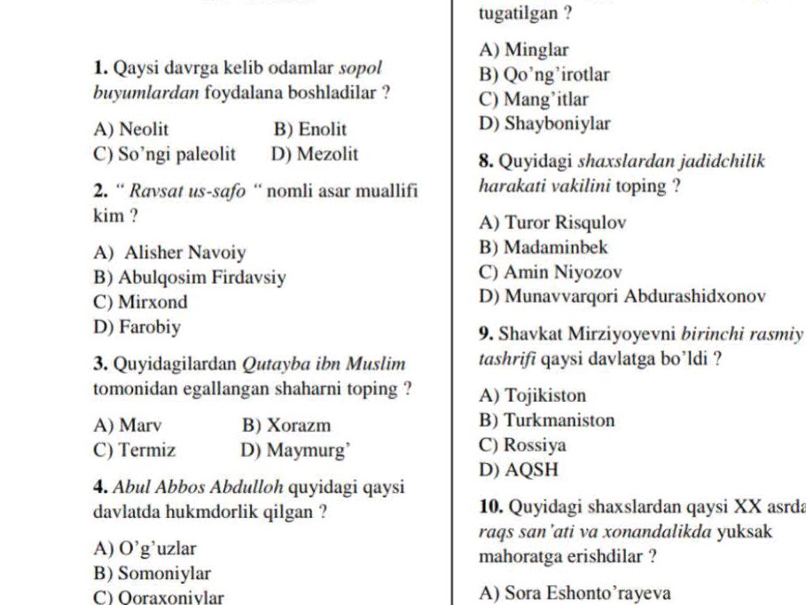 1. Qaysi davrga kelib odamlar sopol | StudyX