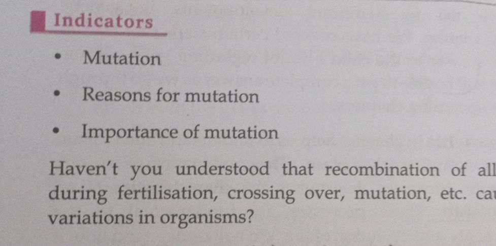 Indicators * Mutation * Reasons for | StudyX