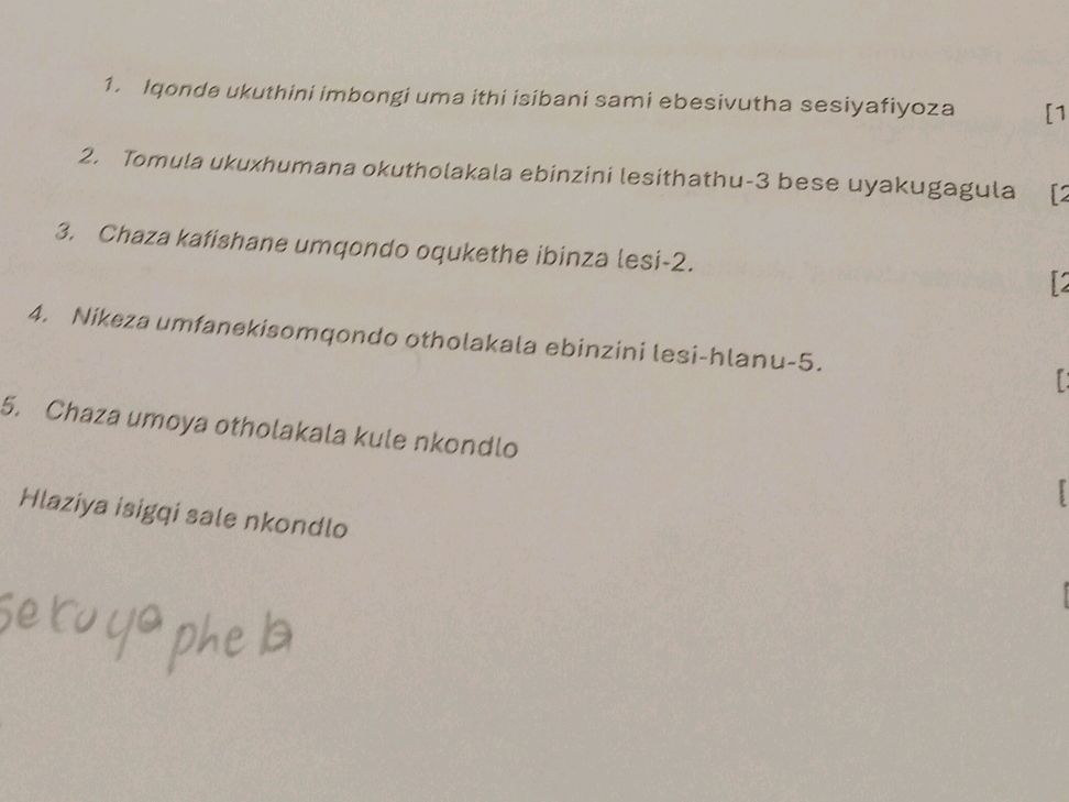 1. Iqonde ukuthini imbongi uma ithi isibani | StudyX