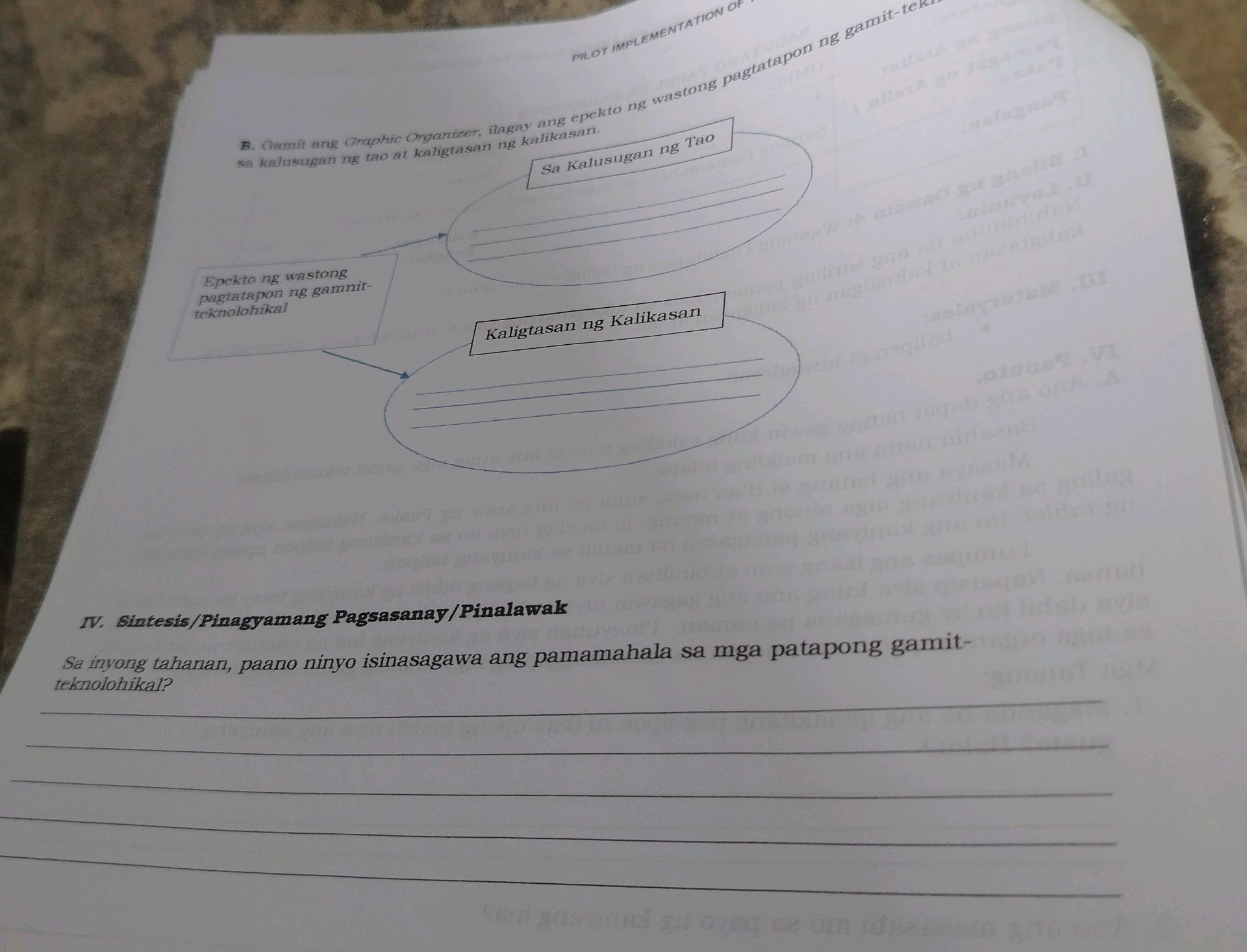 B. Gamit ang Graphic Organizer, ilagay ang | StudyX