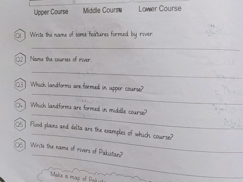 Q1 Write the name of some features formed by | StudyX