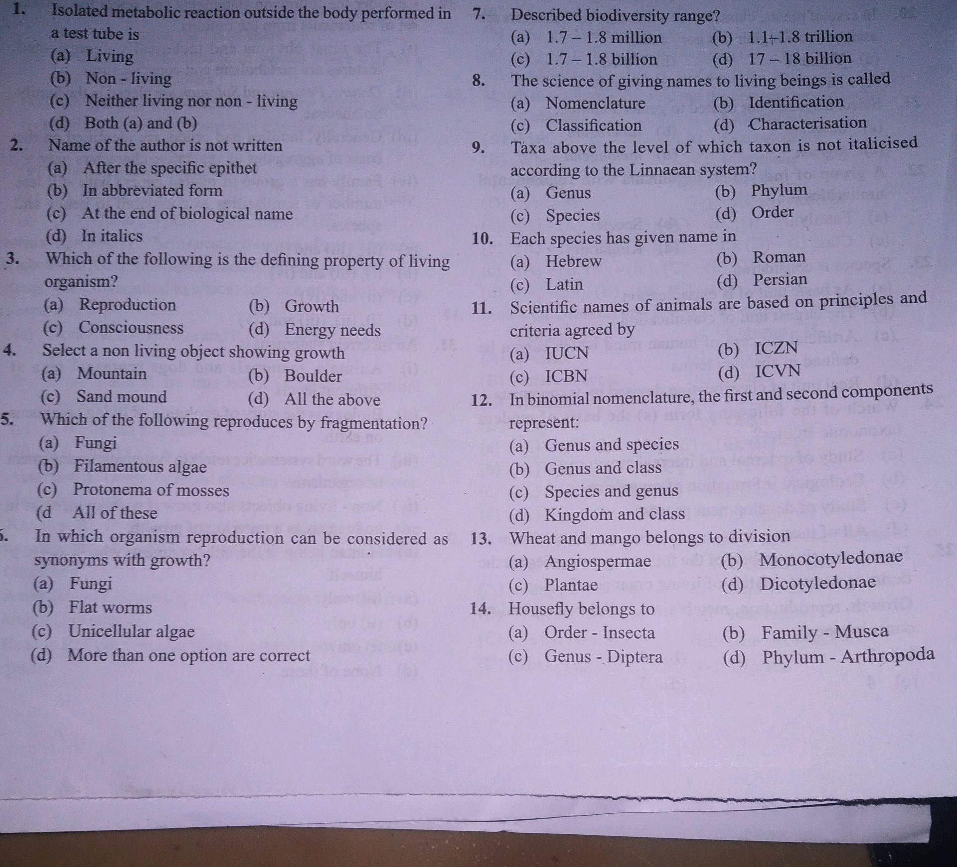 1. Isolated metabolic reaction outside the | StudyX