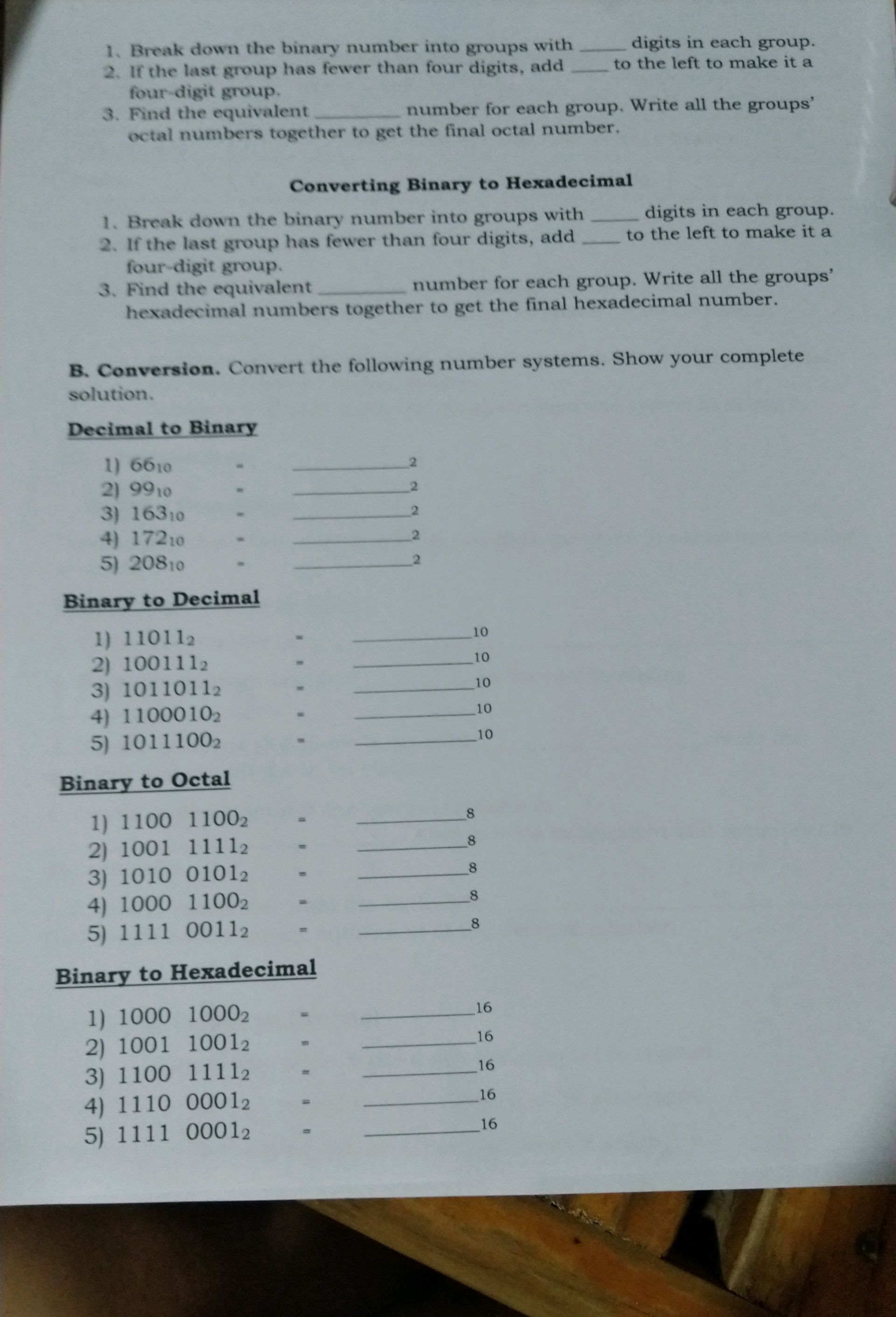 B. Conversion. Convert the following number | StudyX