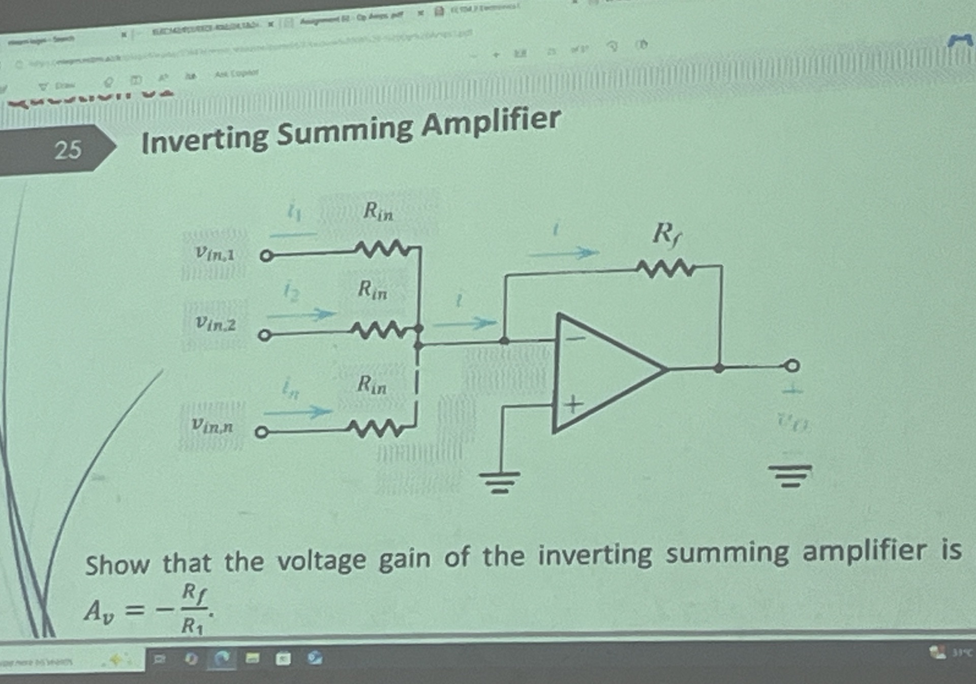 Show that the voltage gain of the inverting | StudyX