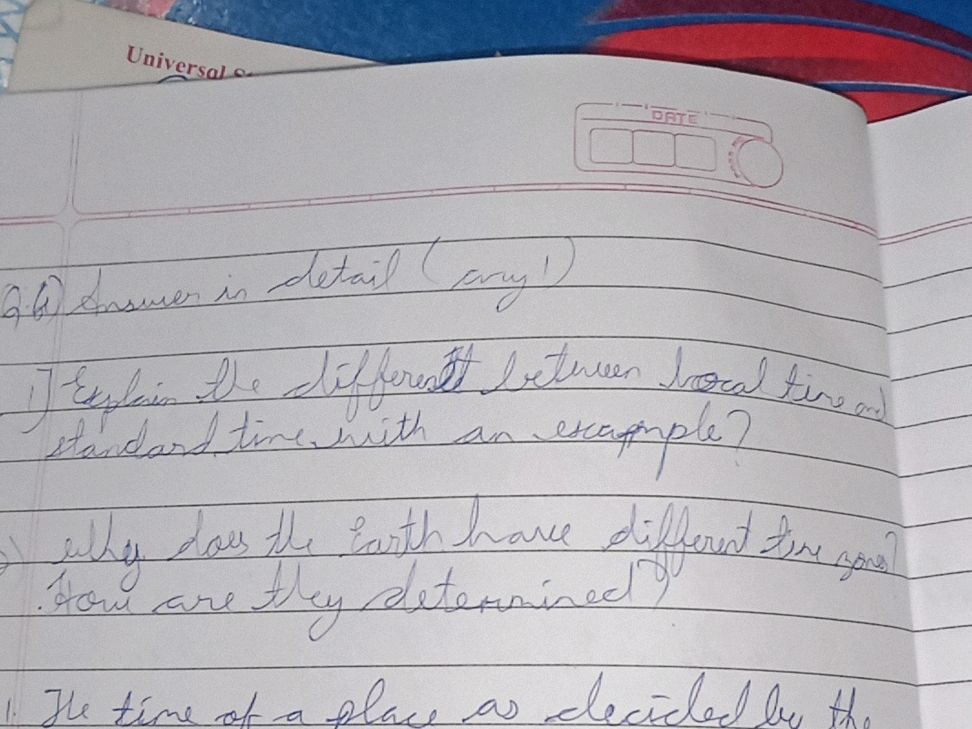 1) Explain the difference between local time | StudyX