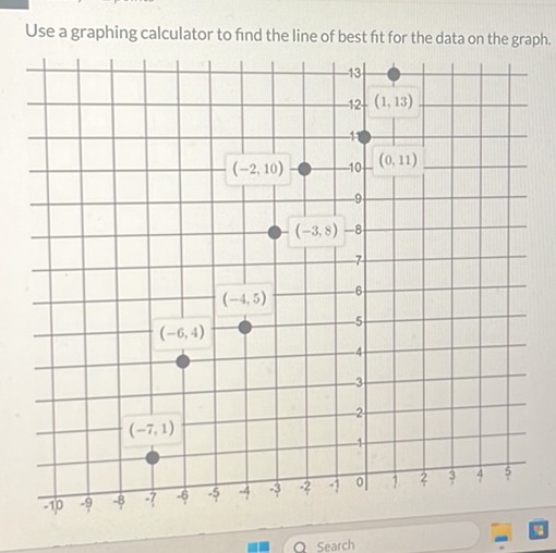 Use a graphing calculator to find the line | StudyX