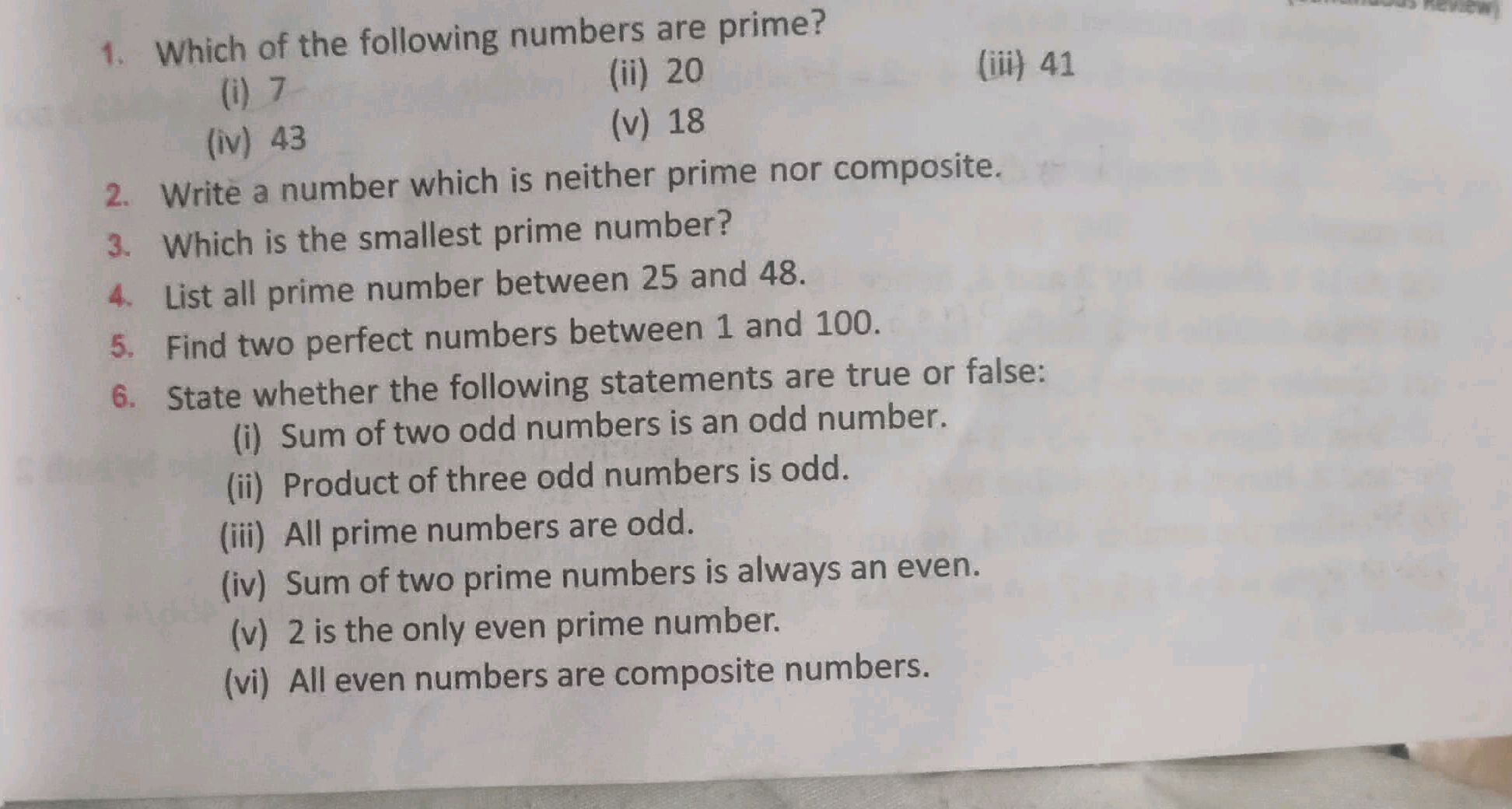 1. Which of the following numbers are prime? | StudyX