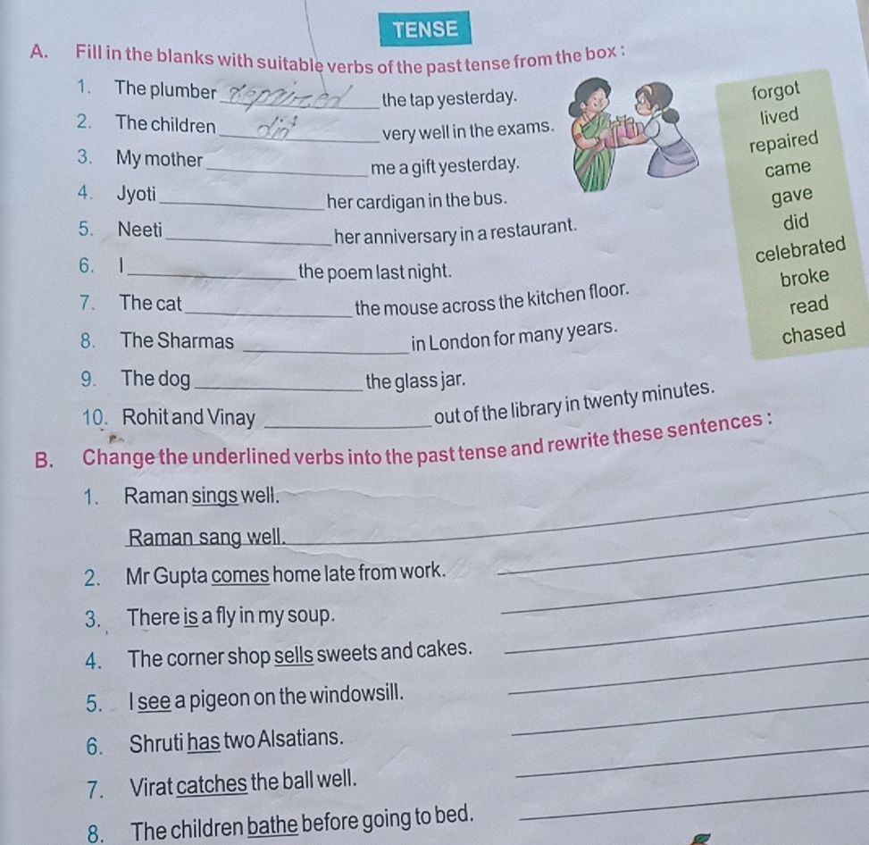 A. Fill in the blanks with suitable verbs of | StudyX