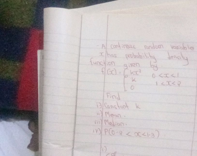 - A continuous random variable x has | StudyX