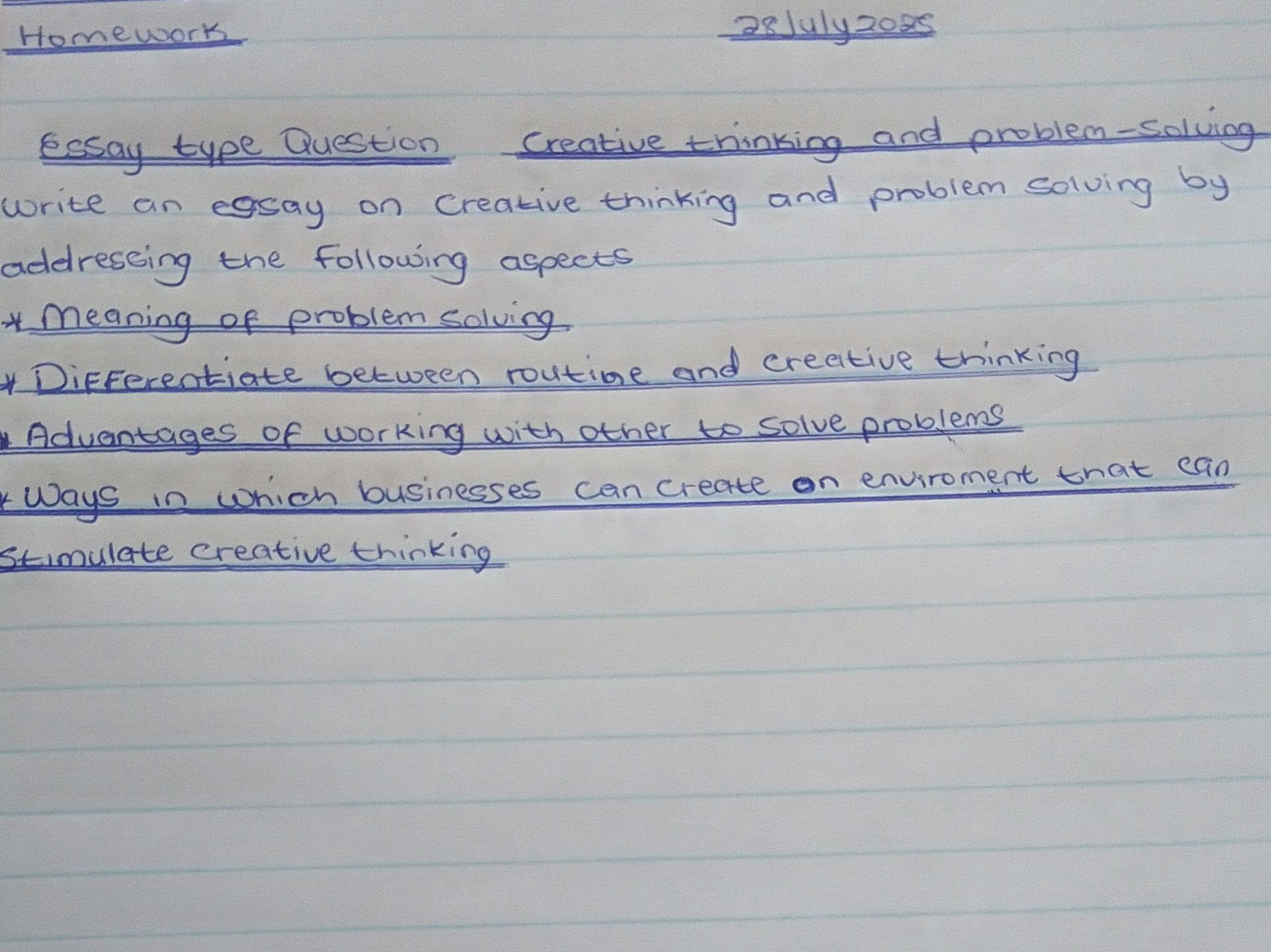 Write an essay on Creative thinking and | StudyX