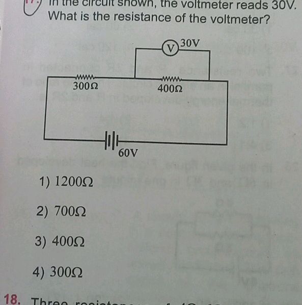 In the circuit shown, the voltmeter reads | StudyX