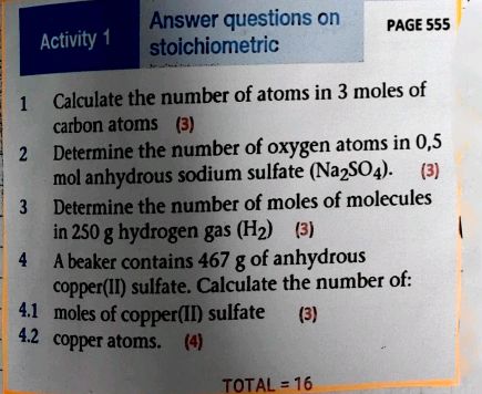 1. Calculate the number of atoms in 3 moles | StudyX