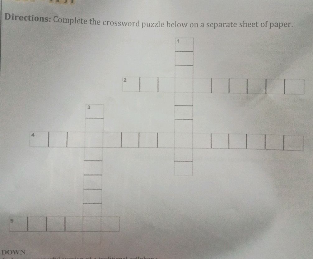 Directions: Complete the crossword puzzle | StudyX