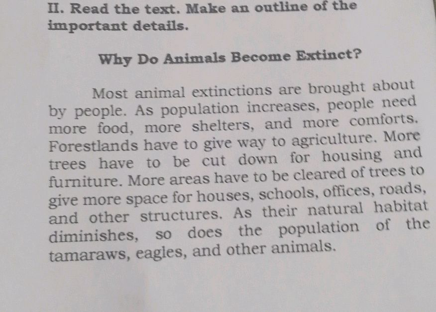 II. Read the text. Make an outline of the | StudyX