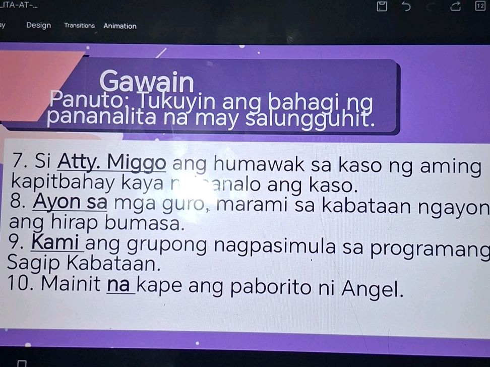 Gawain Panuto: Tukuyin ang bahagi ng | StudyX