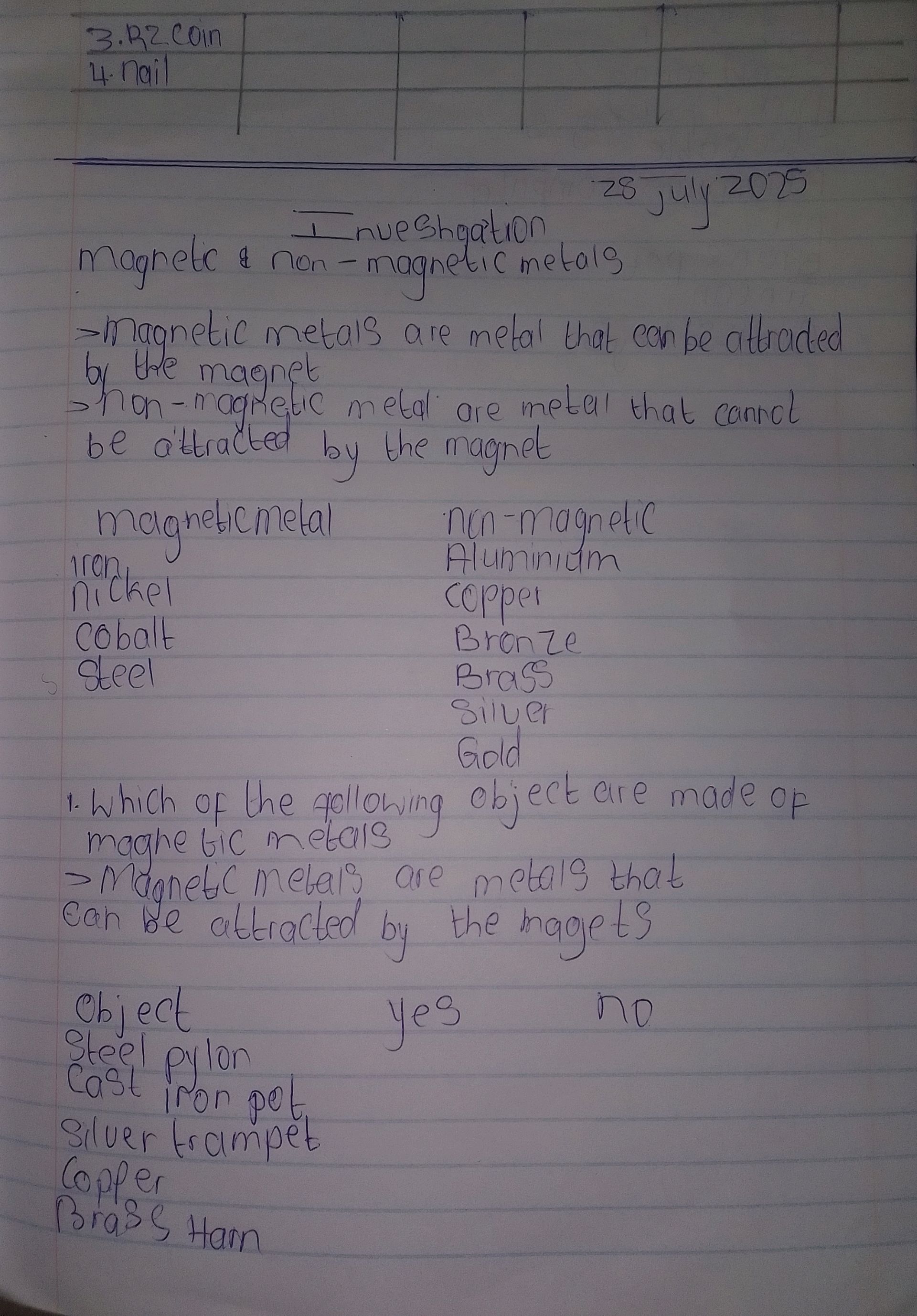 Magnetic non-magnetic metals > Magnetic | StudyX