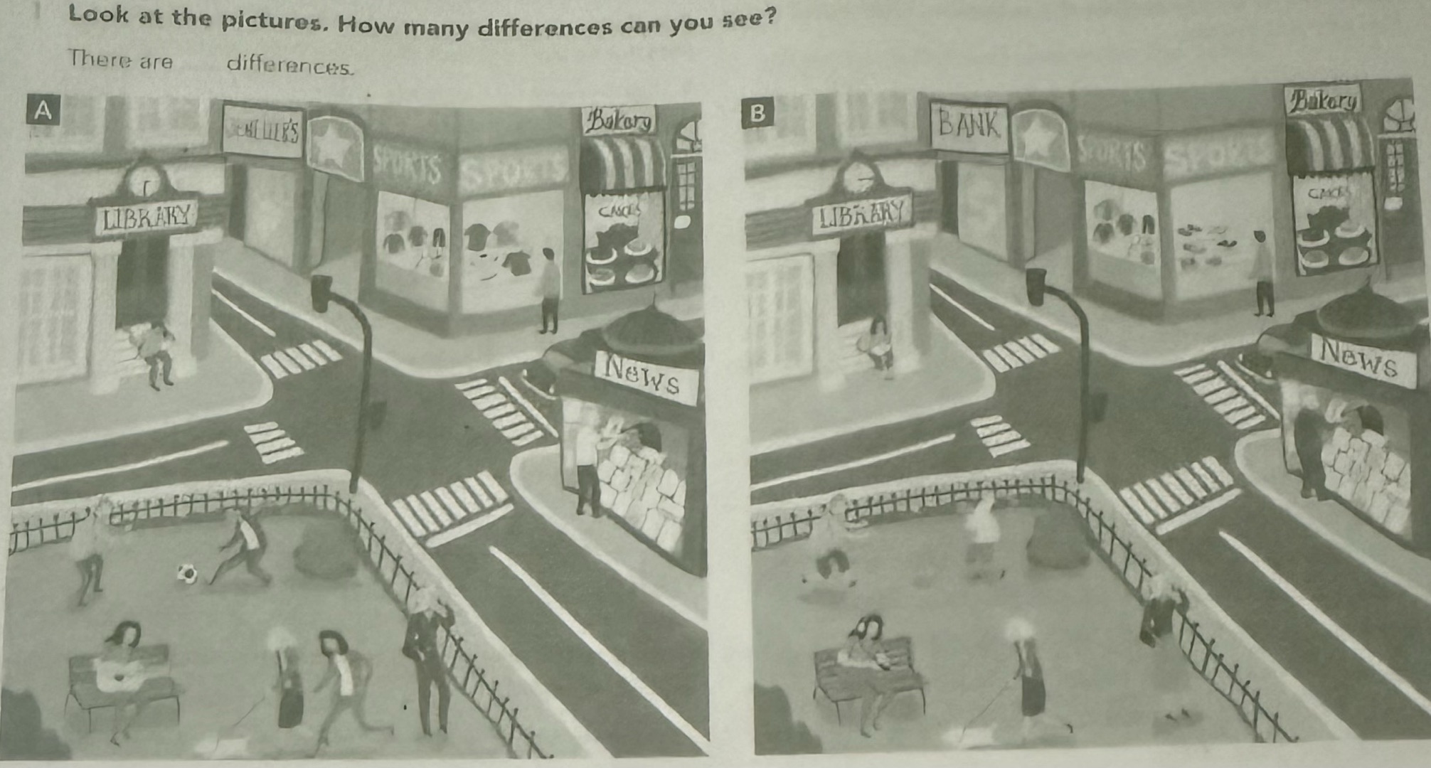 Look at the pictures. How many differences | StudyX