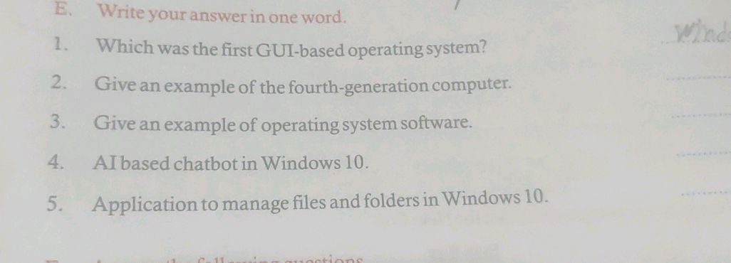 E. Write your answer in one word. 1. Which | StudyX