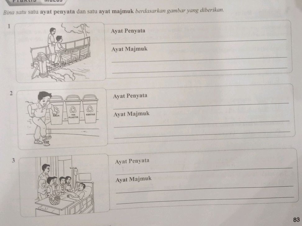 Bina satu satu ayat penyata dan satu ayat | StudyX