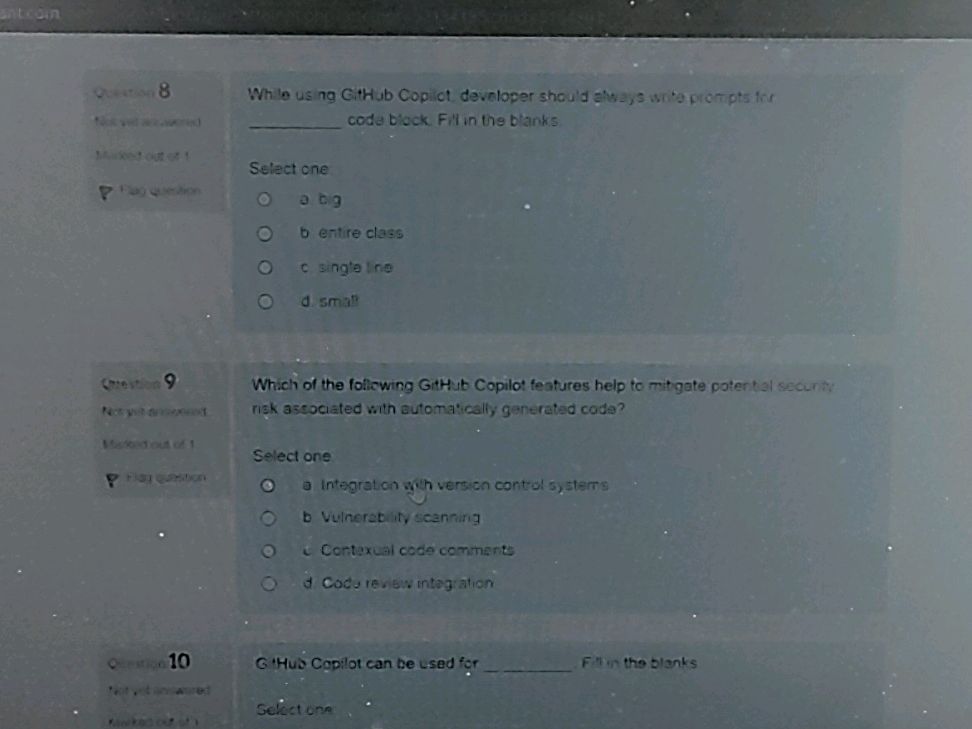 Question 8 While using GitHub Copilot, | StudyX