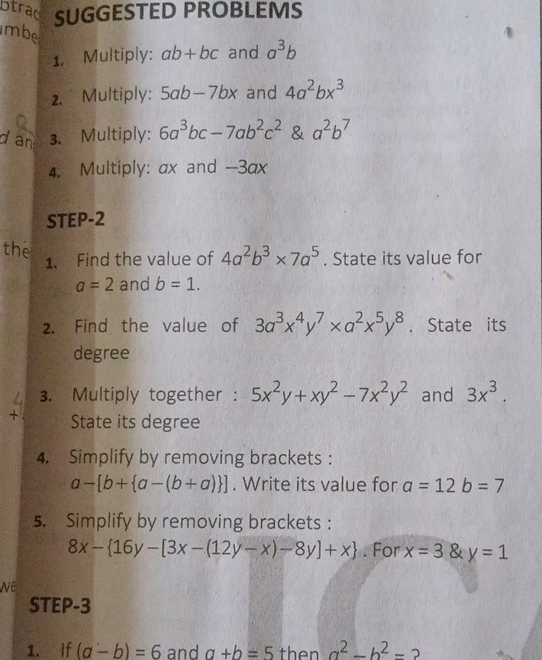 1. Multiply: $ab + bc$ and $a^3b$ 2. | StudyX