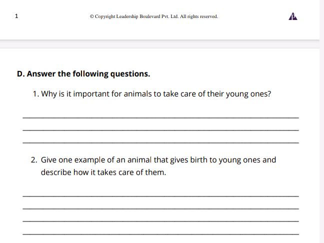 D. Answer the following questions. 1. Why is