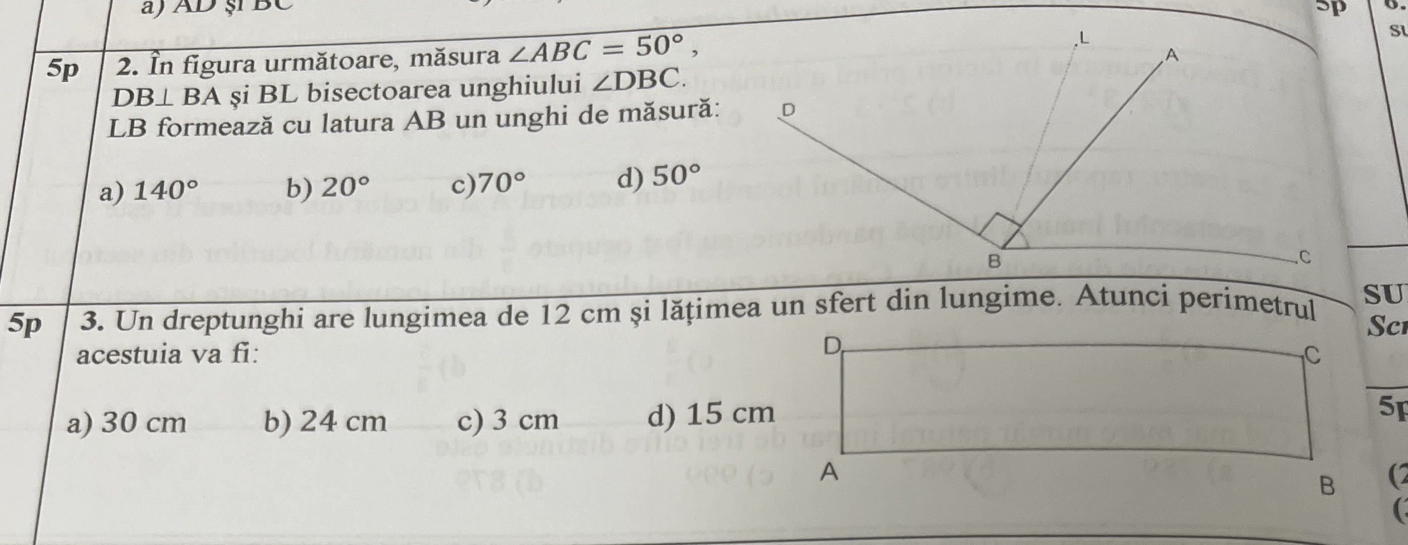 2. În figura următoare, măsura $ ABC = 50^ | StudyX