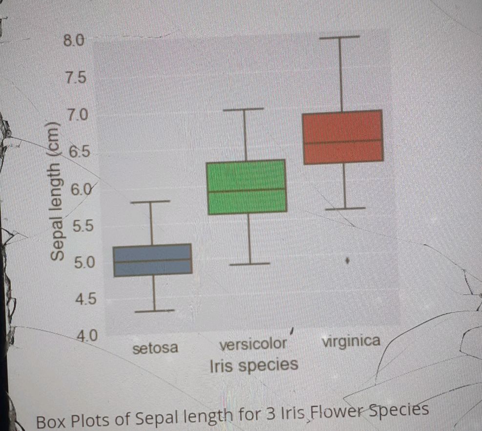 Box Plots of Sepal length for 3 Iris Flower | StudyX