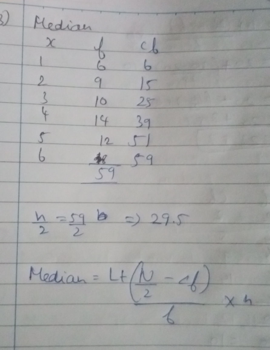 Median | x | f | cb | |---|---|---| | 1 | 6 | StudyX