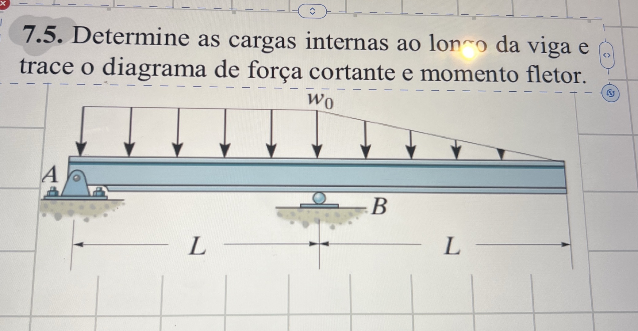 7.5. Determine as cargas internas ao longo | StudyX