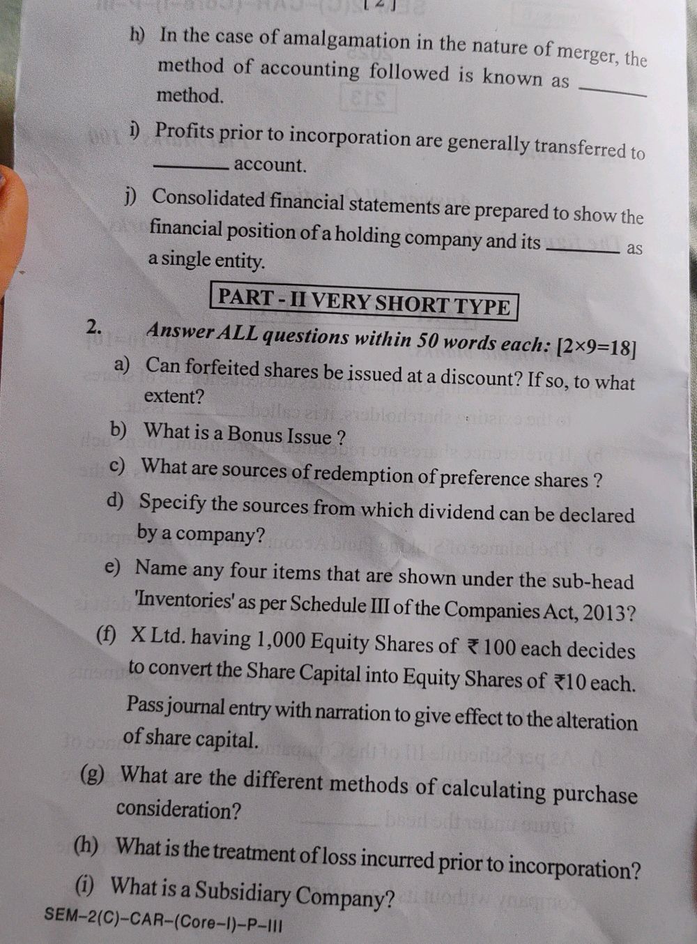 h) In the case of amalgamation in the nature