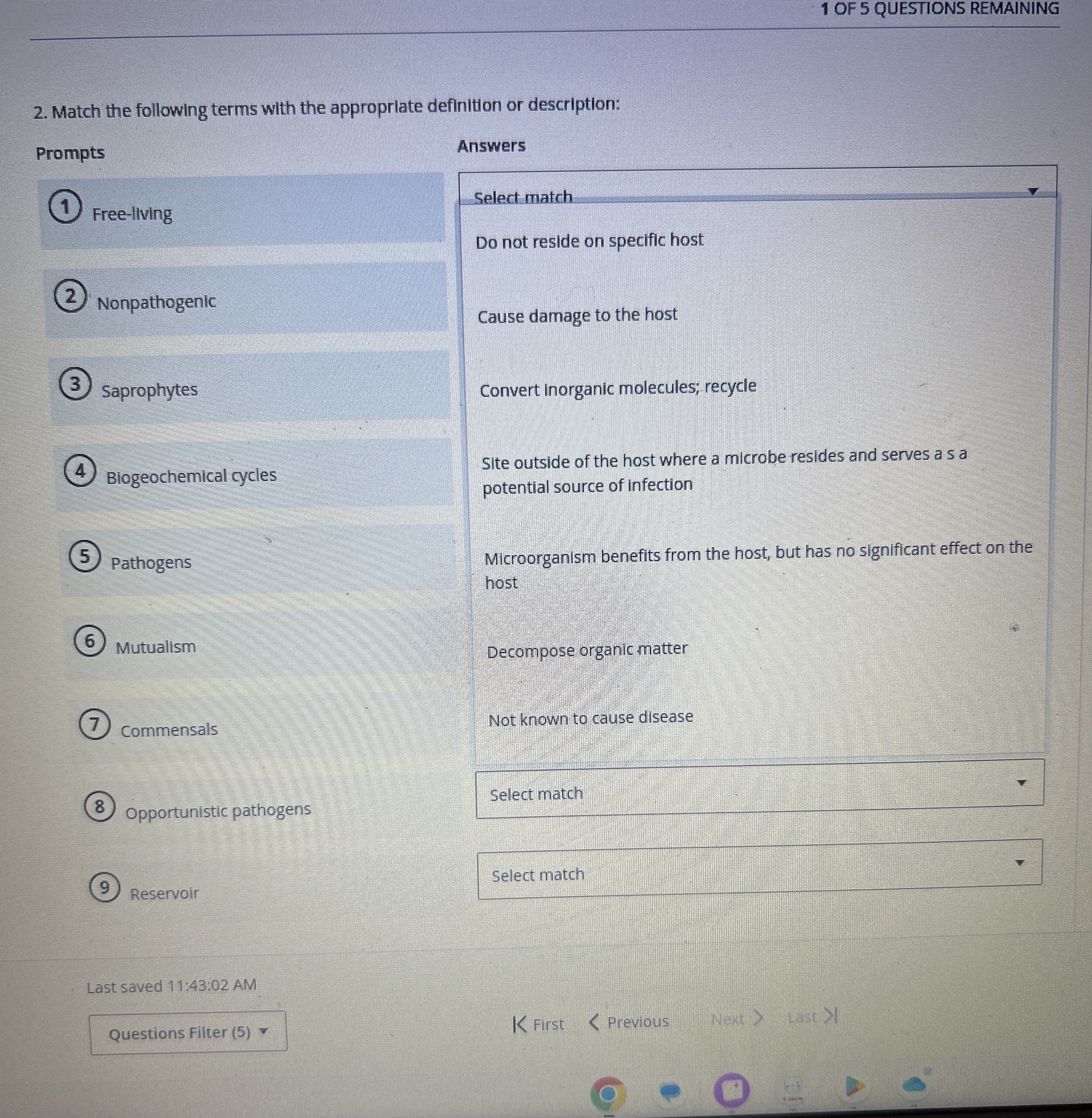 2. Match the following terms with the | StudyX
