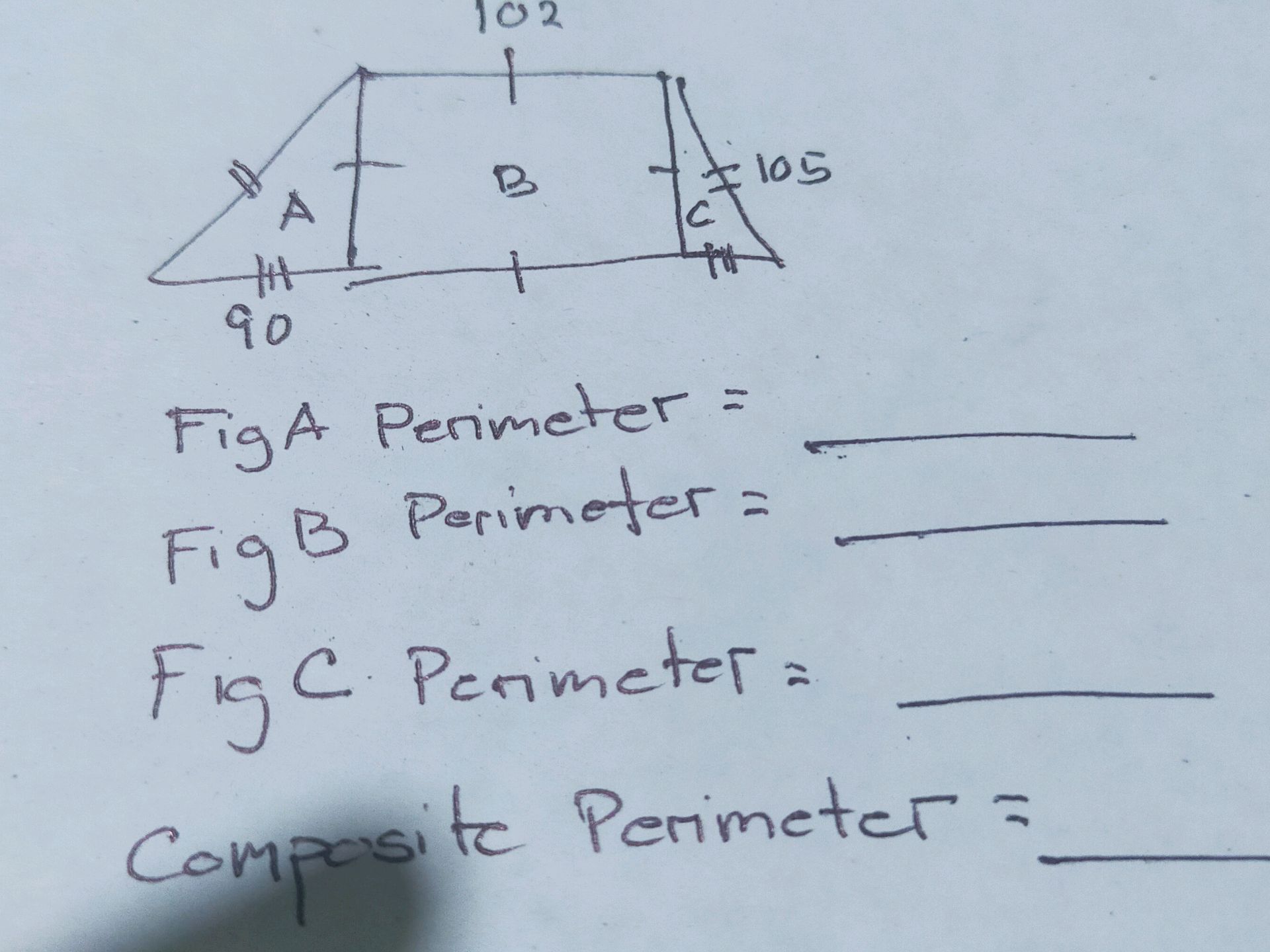 Fig A Perimeter = Fig B Perimeter = Fig C | StudyX