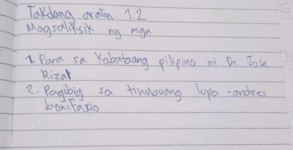 Takdang aralin 1.2 Magsaliksik ng mga 1. | StudyX