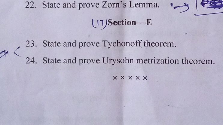 22. State and prove Zorn's Lemma. 23. State | StudyX