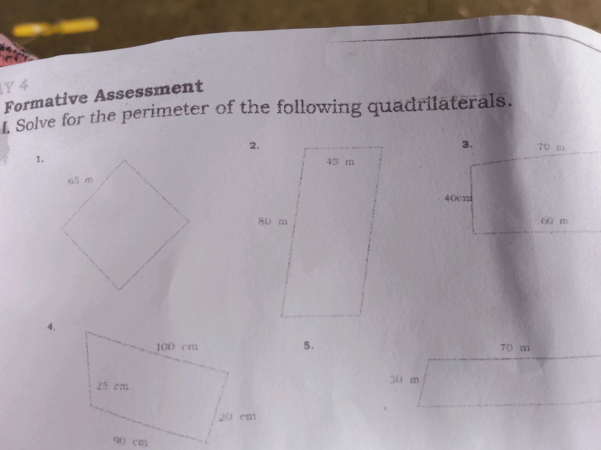 Formative Assessment 1. Solve for the | StudyX